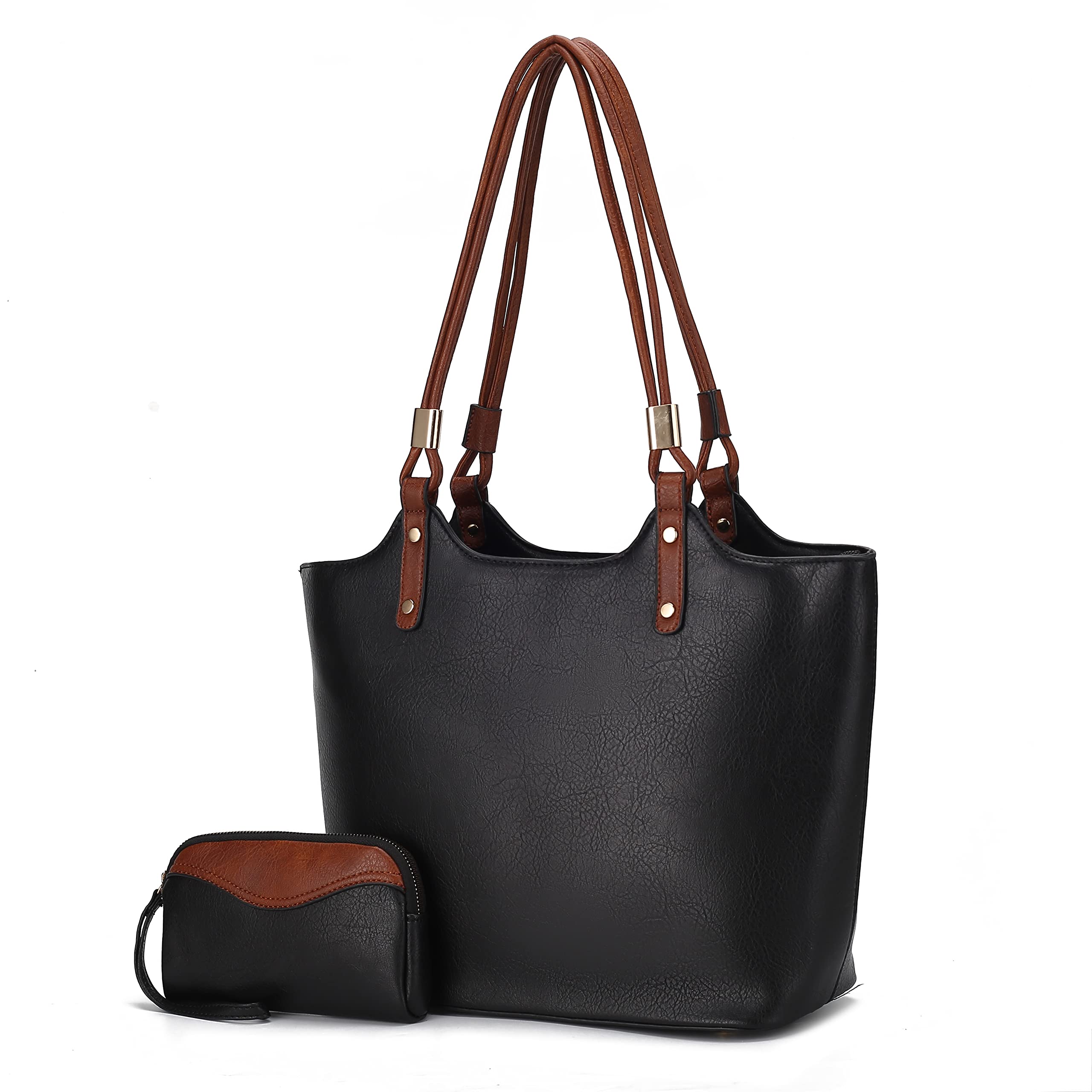 MKF Collection Tote Bag for Women with Wristlet Pouch, Vegan Leather Pocketbook Top-Handle Handbag Purse
