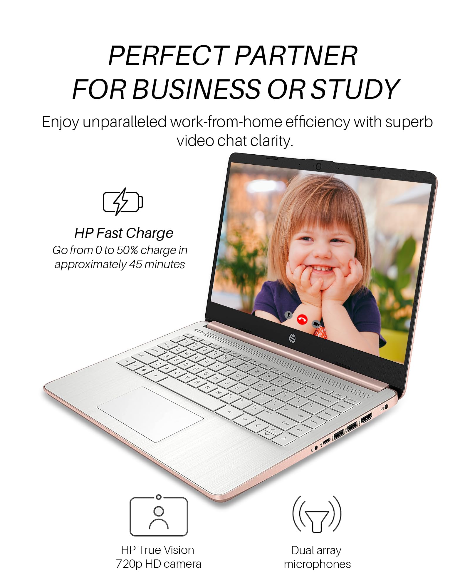 HP 2023 Newest 14 Inch Laptop Students Business, Intel Quad-Core Processor, 16GB RAM, 192GB Storage(64GB eMMC+128GB Micro SD), 12H Battery Life, Webcam, HDMI, WiFi, Win 11 S, Bundle with JAWFOAL