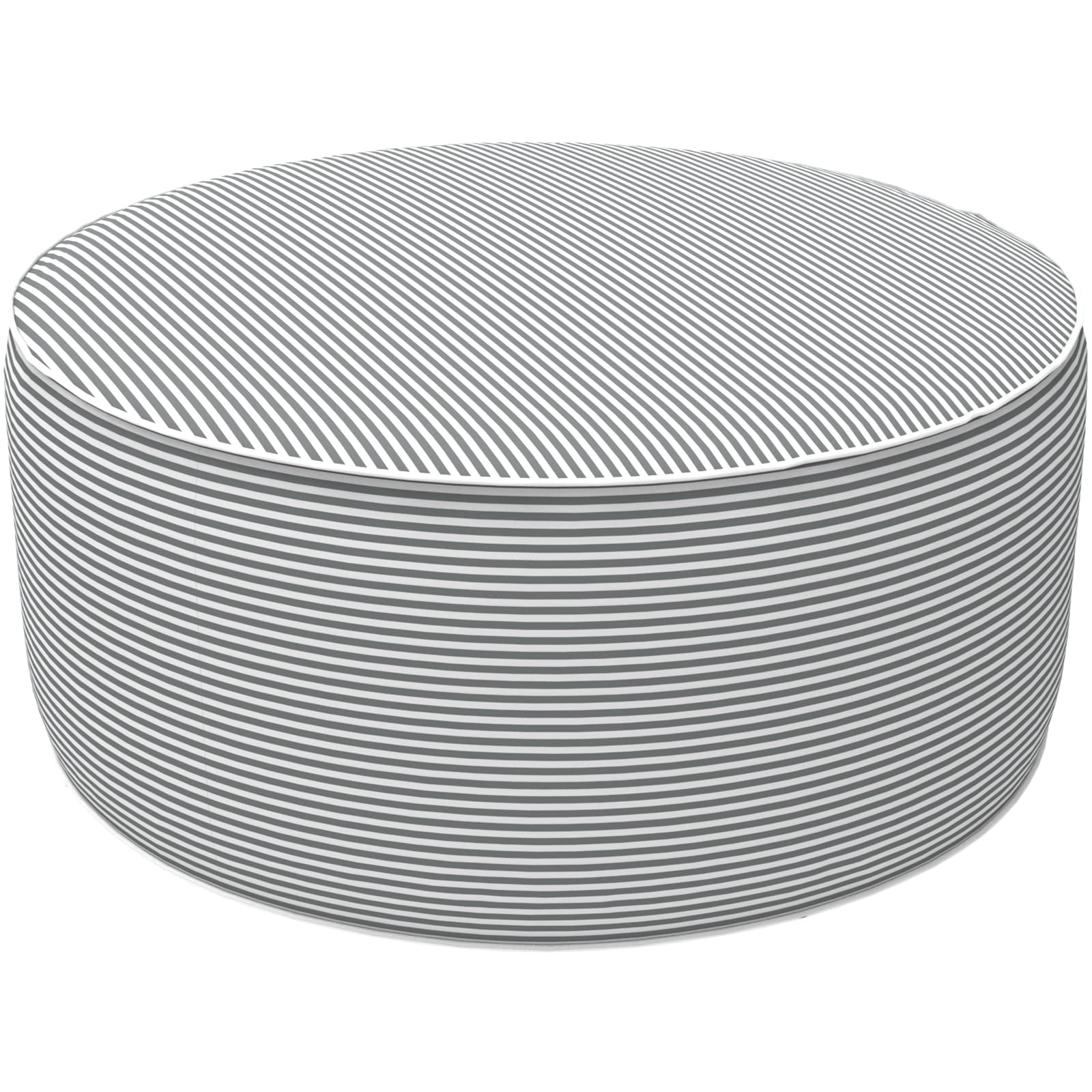 LVTXIII Inflatable Stool Ottoman Footrest with Handle, All Weather Foot Rest, Indoor or Outdoor Use for Home Patio Garden and Camping, D21 x H9, Topanga Stripe Grey