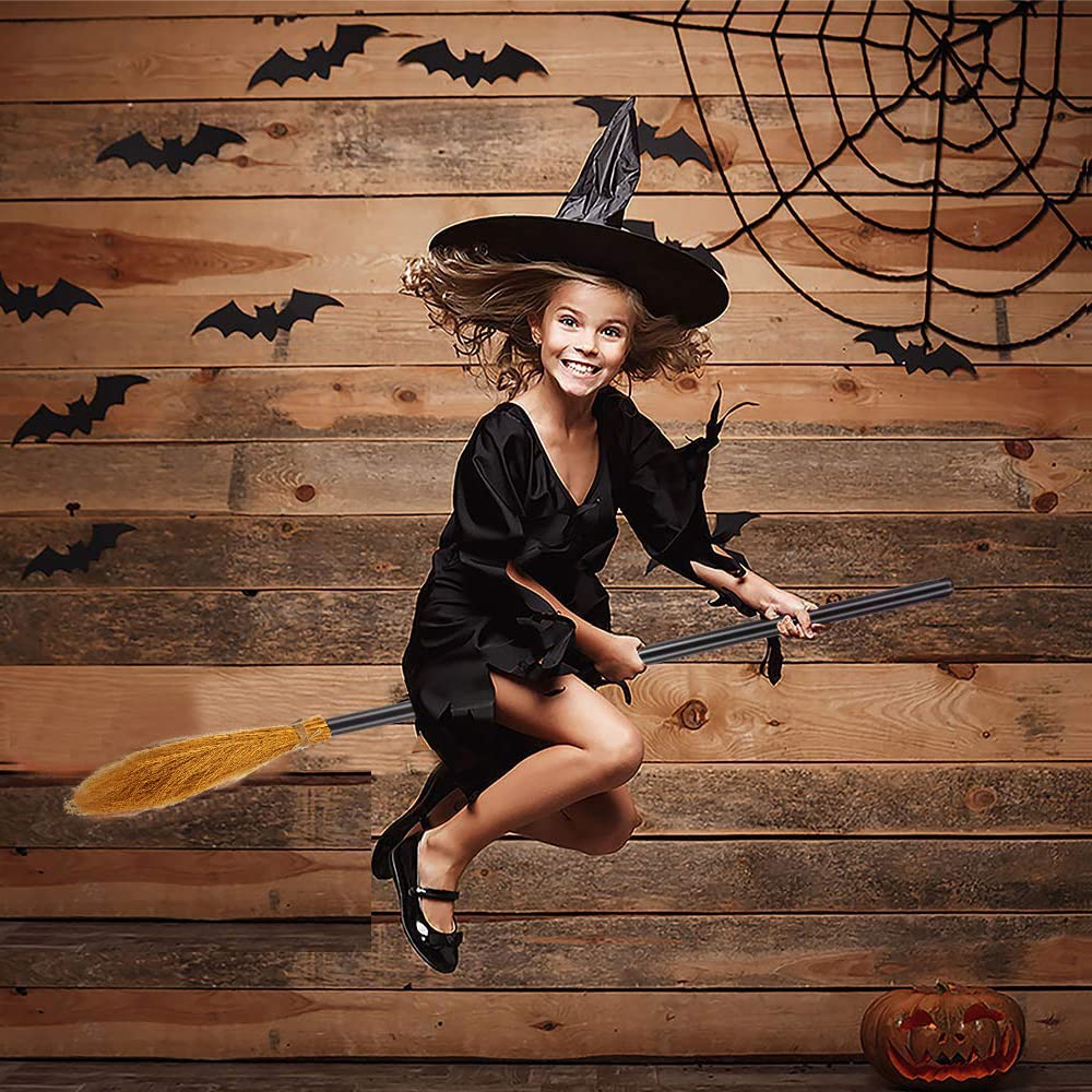 Medoore 3 Pcs Halloween Witch Broom Plastic Witch Broomstick Cosplay Broom Props, Realistic Wizard Flying Broom Stick Accessory for Costumes