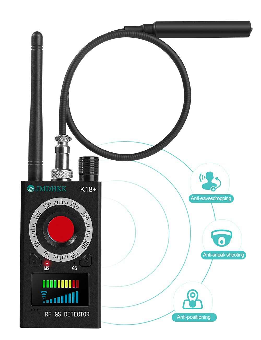 JMDHKK Hidden Camera Detectors,Anti Spy Detector,Bug Detector,GPS Detector,RF Detector Scanner Device for GPS Tracker Listening Device Camera Finder