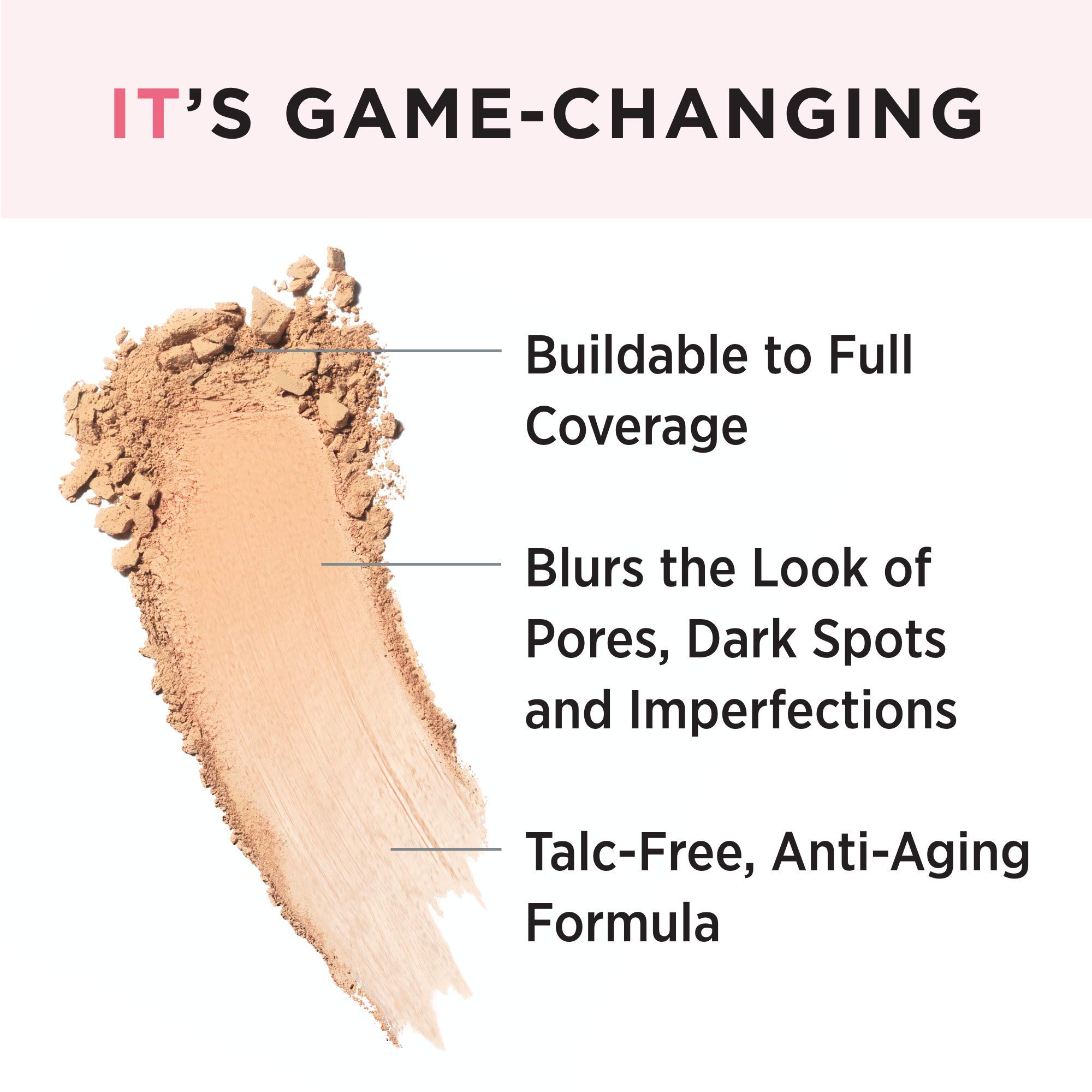 IT Cosmetics CC+ Airbrush Perfecting Powder Foundation - Buildable Full Coverage Of Pores & Dark Spots - Hydrating Face Makeup with Hydrolyzed Collagen & Niacinamide - Medium - 0.33 Oz