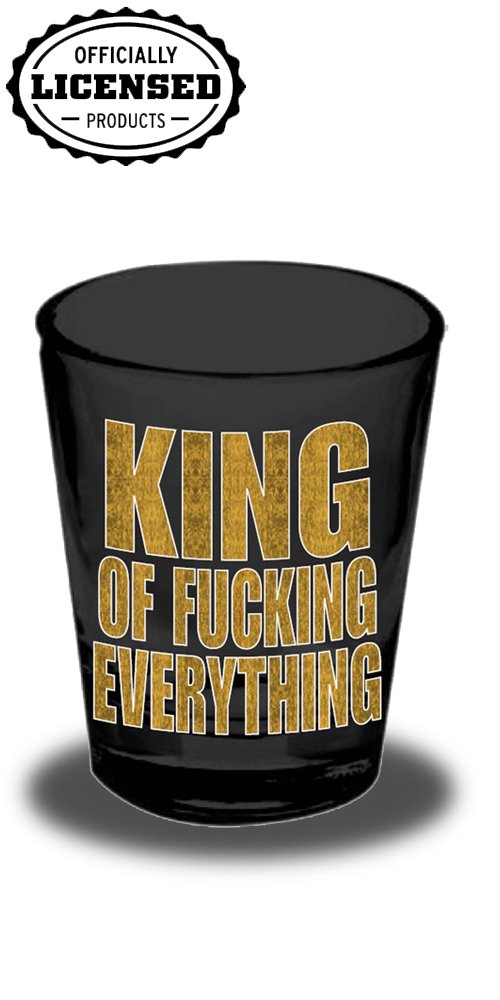 JUST FUNKY King of Fucking Everything Gold Foil-Printed Shot Glass Gift, 1.5oz Black