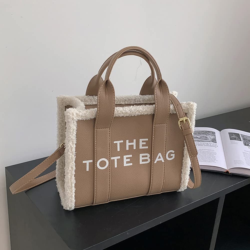 JQWYGB Work Tote Bags for Women - Small Trendy Personalized Leather Bag Large Capacity Top-Handle Shoulder Crossbody (Khaki)