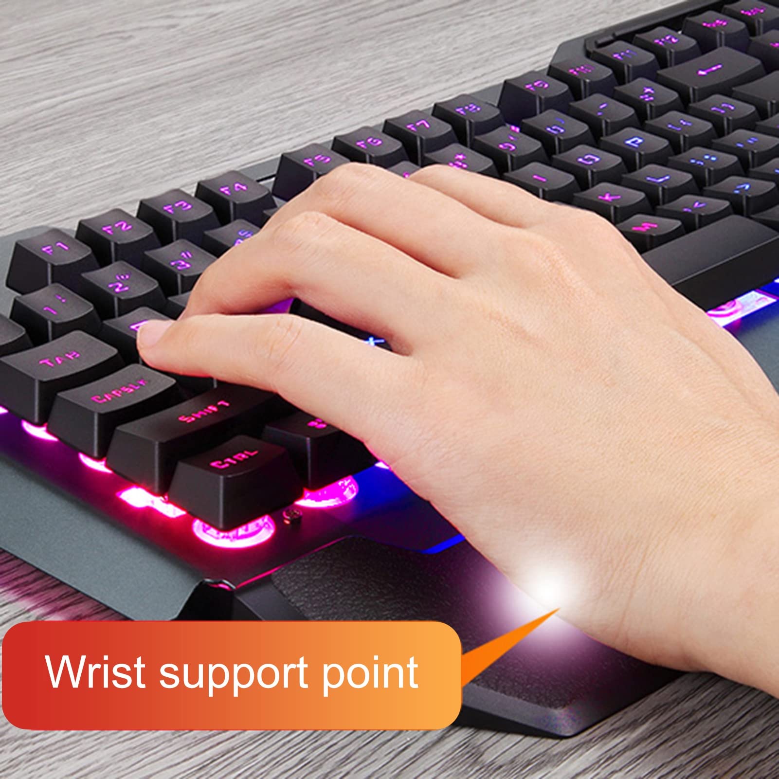 Lopeceal Mechanical Gaming Keyboard Wired Keyboard Ergonomic RGB 104 Keys Quick Response Rainbow LED Backlit USB Interface Anti-Ghosting for PC Desktop Black