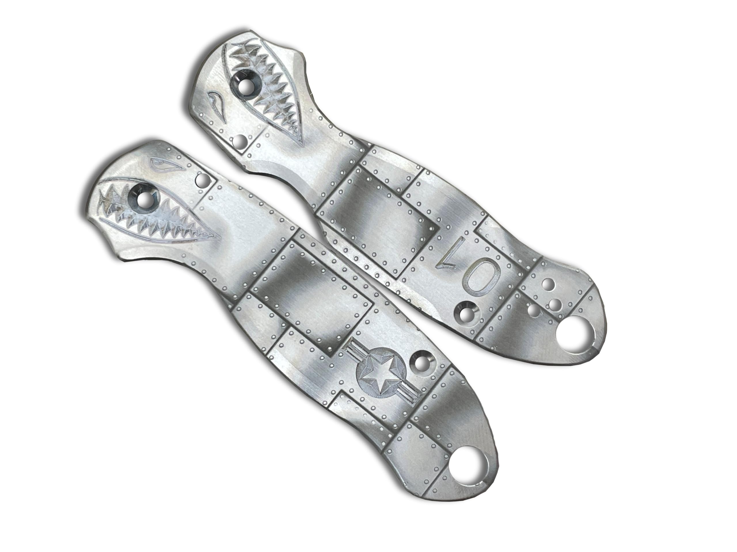 P40 Style Riveted engraved Titanium Scales for Spyderco Para 3