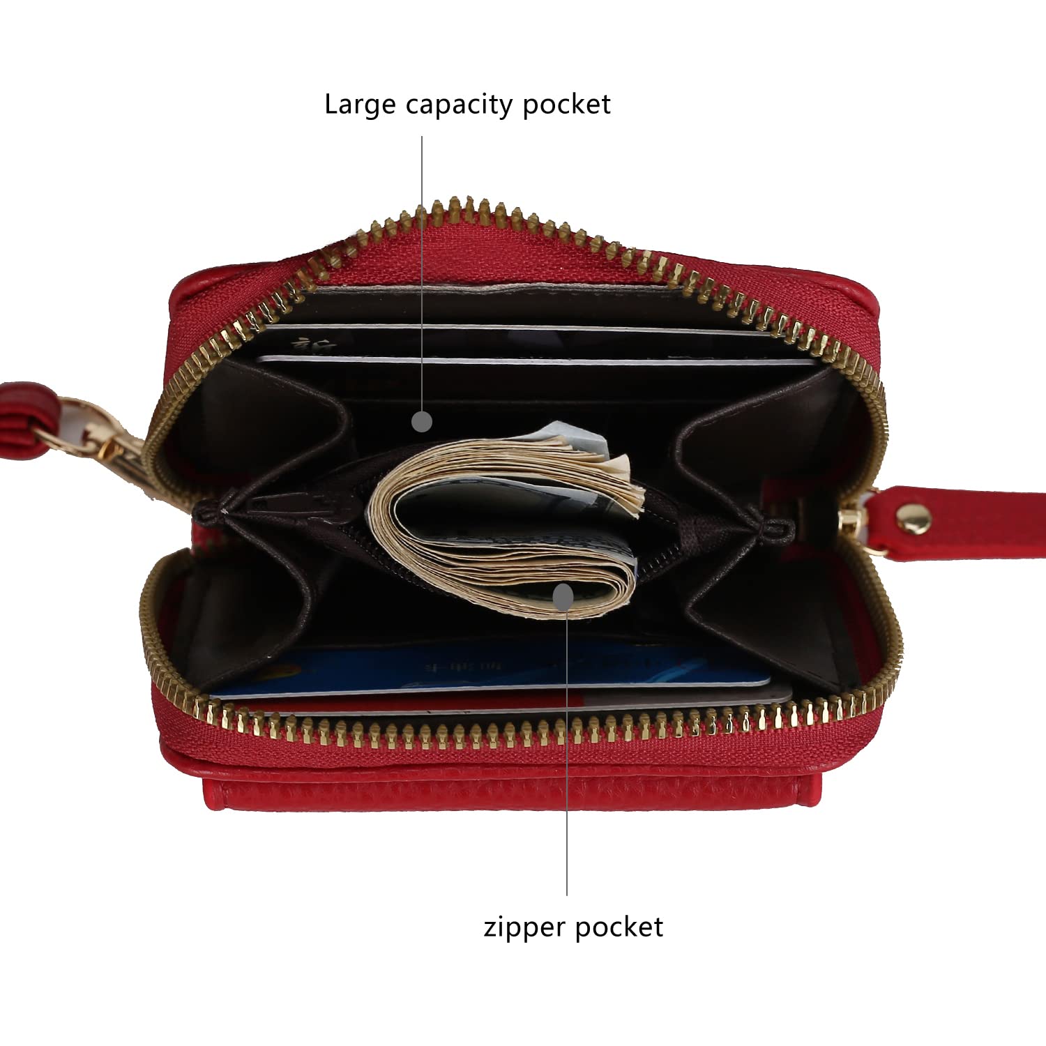 MKF Wristlet Wallet for Women, Multi Card Slots – PU Leather Bag Purse – Lady Fashion Clutch Handbag Removable Strap