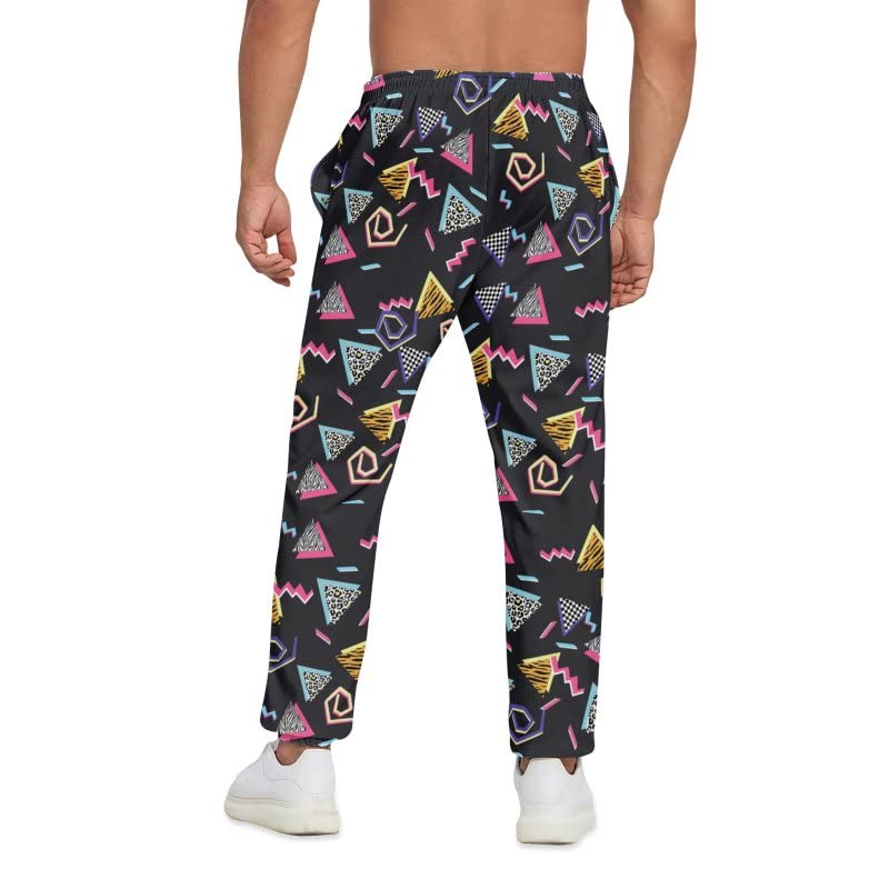 INTIGREEN 80s Retro Jogger Sweatpants for Men 90s Neon Clothes Gifts for Birthday Christmas Halloween(80s-2-L)