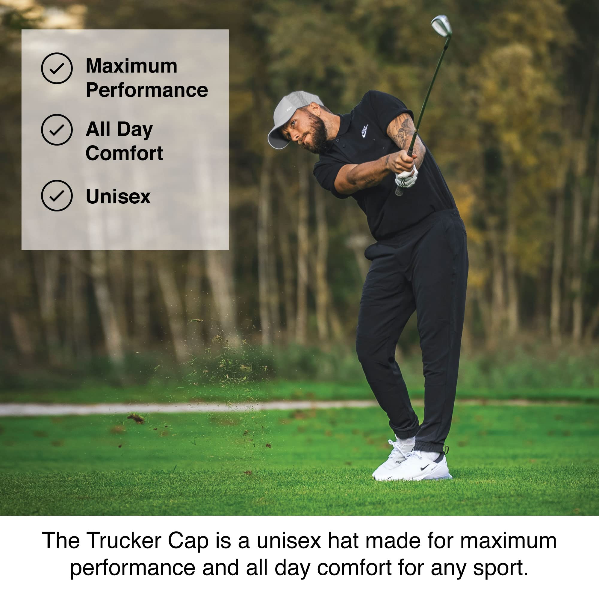 Hydro Waterproof Trucker Men's Hat, Performance Water Proof Floating Snapback Baseball Cap for Boating, Golf, Gym, Lightweight Headwear with Sweat Resistant Band. One Size Fits All, Unisex Gray
