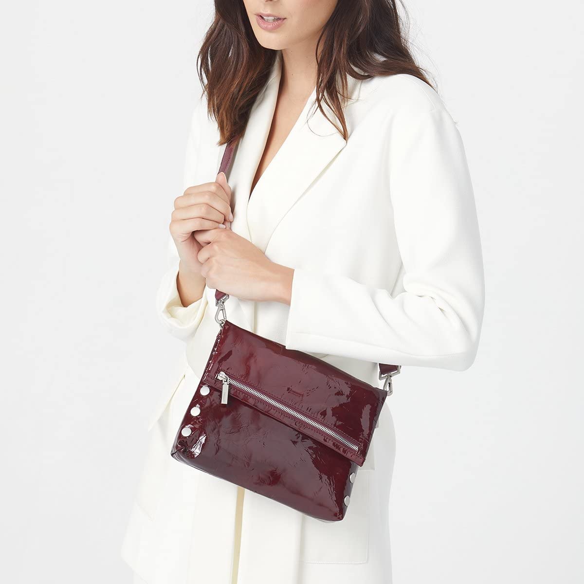 Hammitt VIP Medium Zippered Leather Crossbody Clutch Handbag Bag New