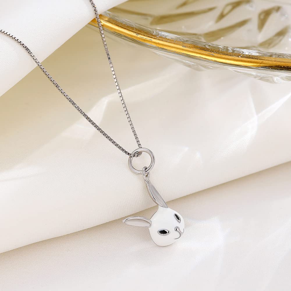 JXGXB Rabbit Necklace for Women Sterling Silver Easter Pendant Bunny Jewelry