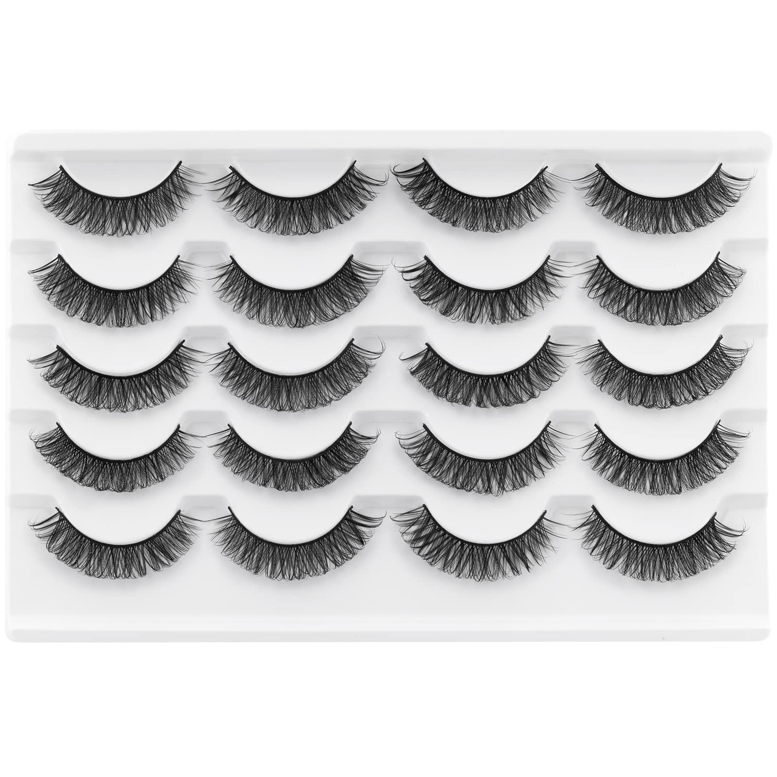 KOUSEI Eyelashes Russian Strip Lashes Natural Wispy Fluffy Eyelash Extension Effect Fake Eyelashes 10 Pairs Pack (Russian-B)
