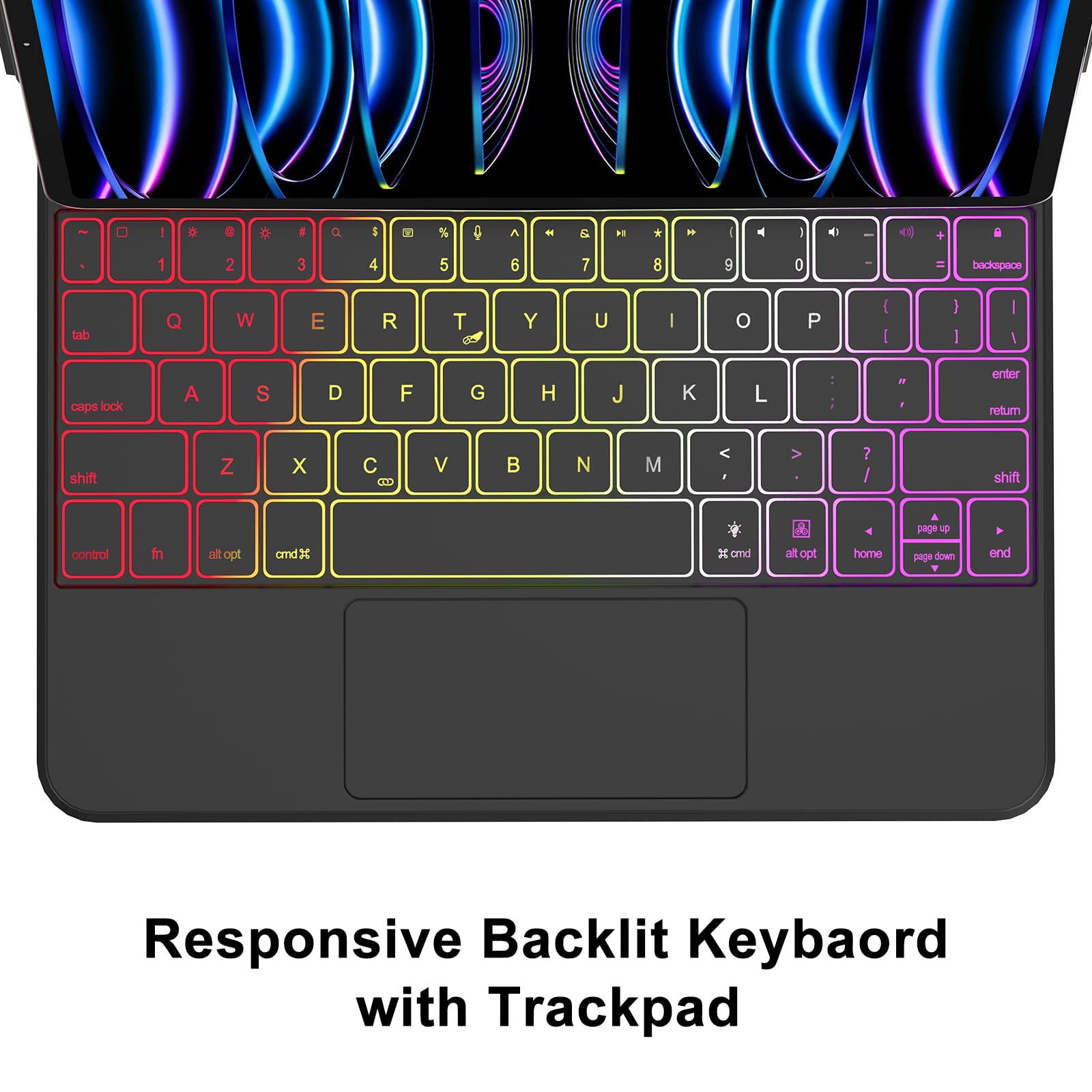 KVAGO Magic Keyboard for iPad Pro 11-inch (4th, 3rd, 2nd and 1st Generation) and iPad Air (5th and 4th Generation), Smart Trackpad, Wireless, 7 Colors Backlit, Magic Keyboard Case, Ultra-Thin, Black