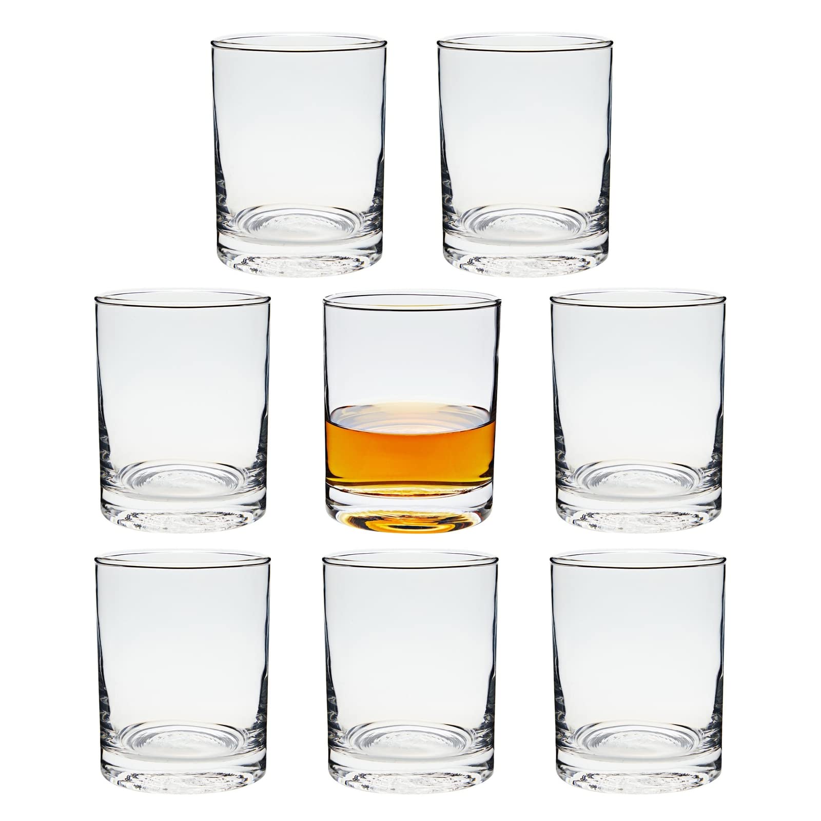 Juvale 12oz Whiskey Glasses, Set of 8 Double Old Fashioned Glass for Scotch, Bourbon, Cocktails