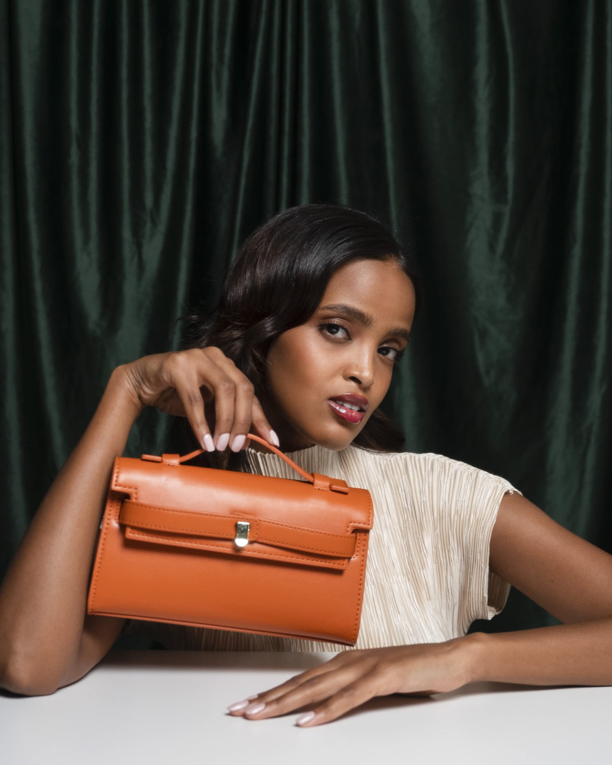Levantine Women's KENDA Mini Flap Crossbody, Handbag, Top handle, mother's day gift (Caramel)