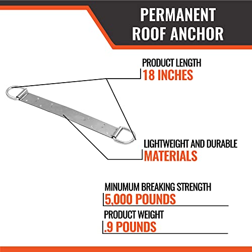 Malta Dynamics 18" Dual D-Ring Permanent Roof Anchor, Easy Installation with Included Fasteners (1)