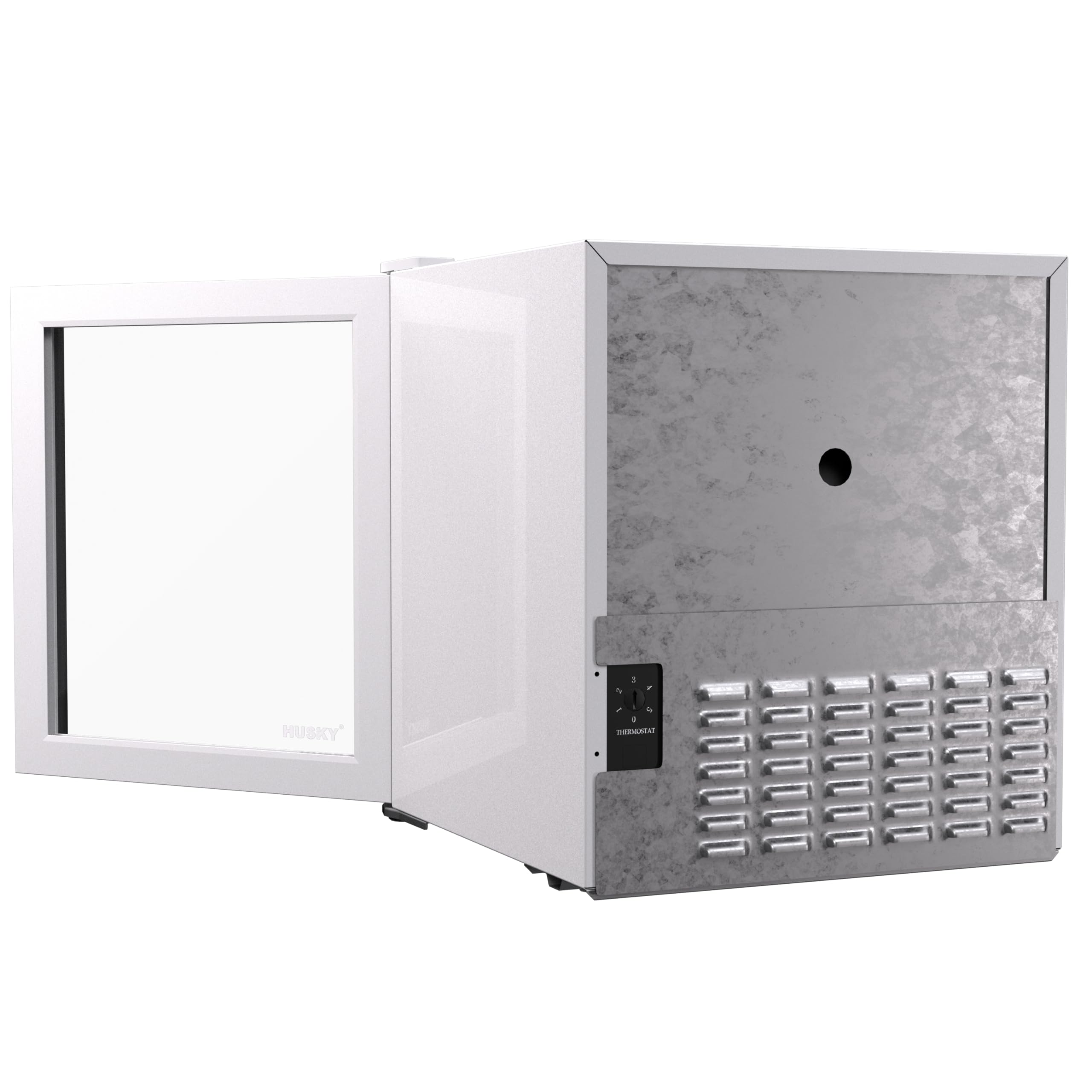 Husky Premium Countertop Mini Fridge, 46L Compact Beverage Refrigerator with 40 Can Capacity, Freestanding Mini Drink Fridge with Reversible Glass Door (White)