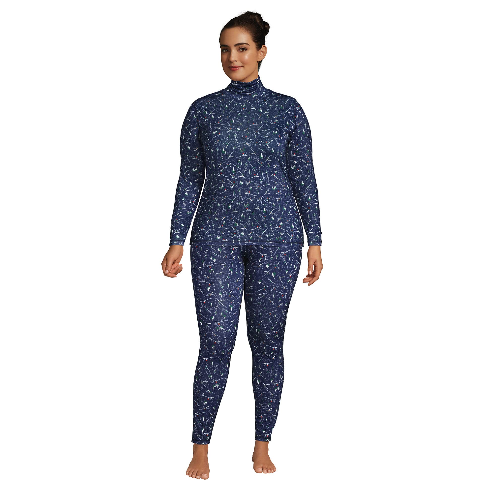 Lands' End Womens Thermaskin Heat Turtleneck Deep Sea Navy Snow Skiers Plus 3X