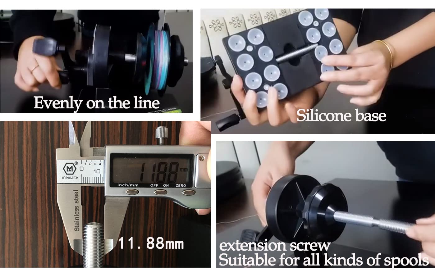 iLure Fishing Line Spooler Winder Machine for Spinning Reel Spool Spooling Station System Spooler with Suckers and Elongated Shaft