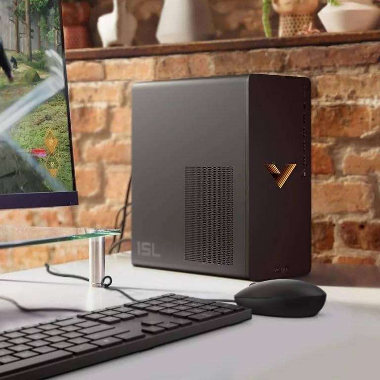 HP 2023 Victus 15L Gaming Desktop PC, AMD 6-Core Ryzen 5600G Processor (Up to 4.4 GHz), 16GB RAM, 1TB SSD, AMD Radeon RX6400, Mouse and Keyboard, Win 11 Home, Mica Silver, with HDMI Accessory