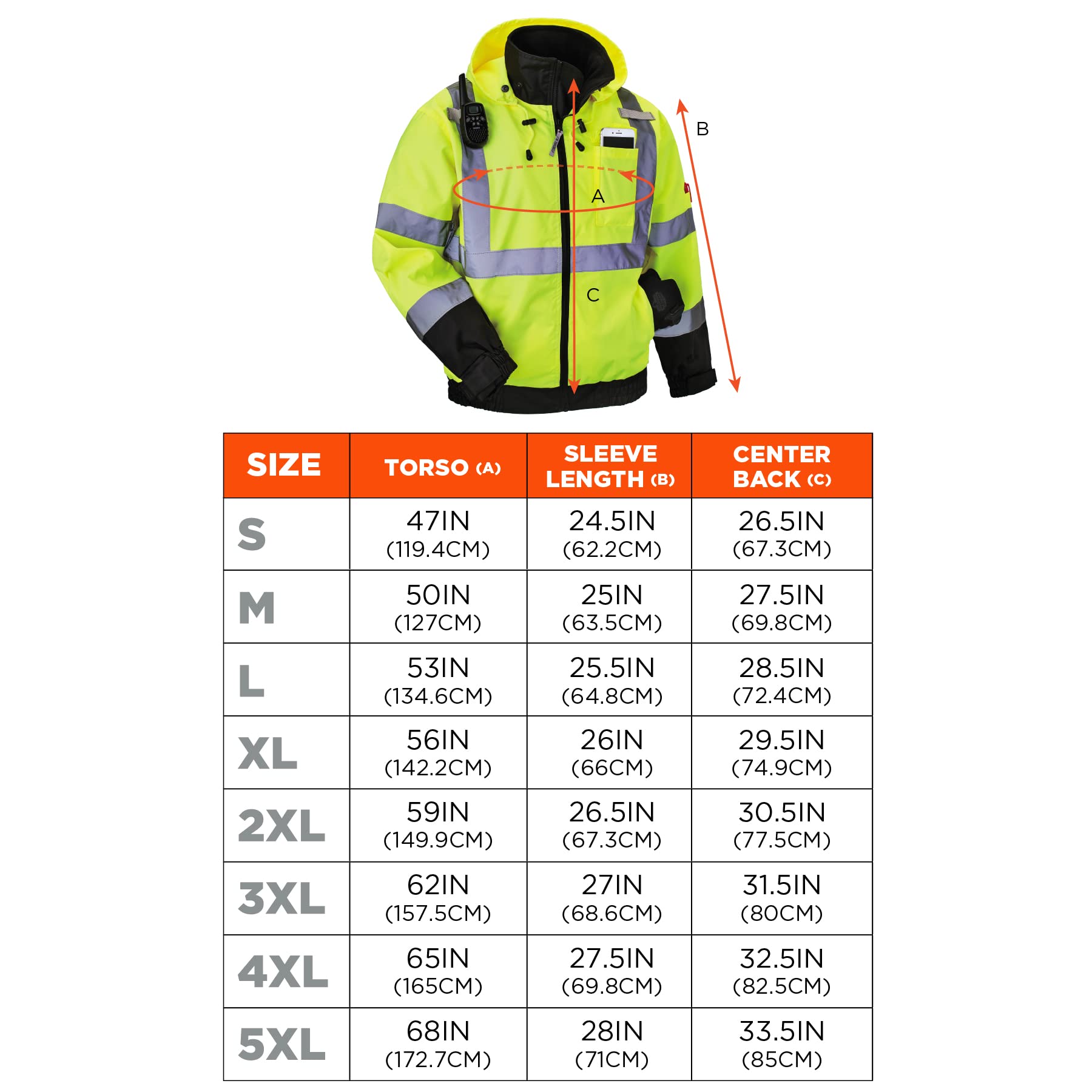 High Visibility Reflective Winter Bomber Jacket, Zip Out Fleece Liner, ANSI Compliant, Ergodyne GloWear 8379, Lime, Large