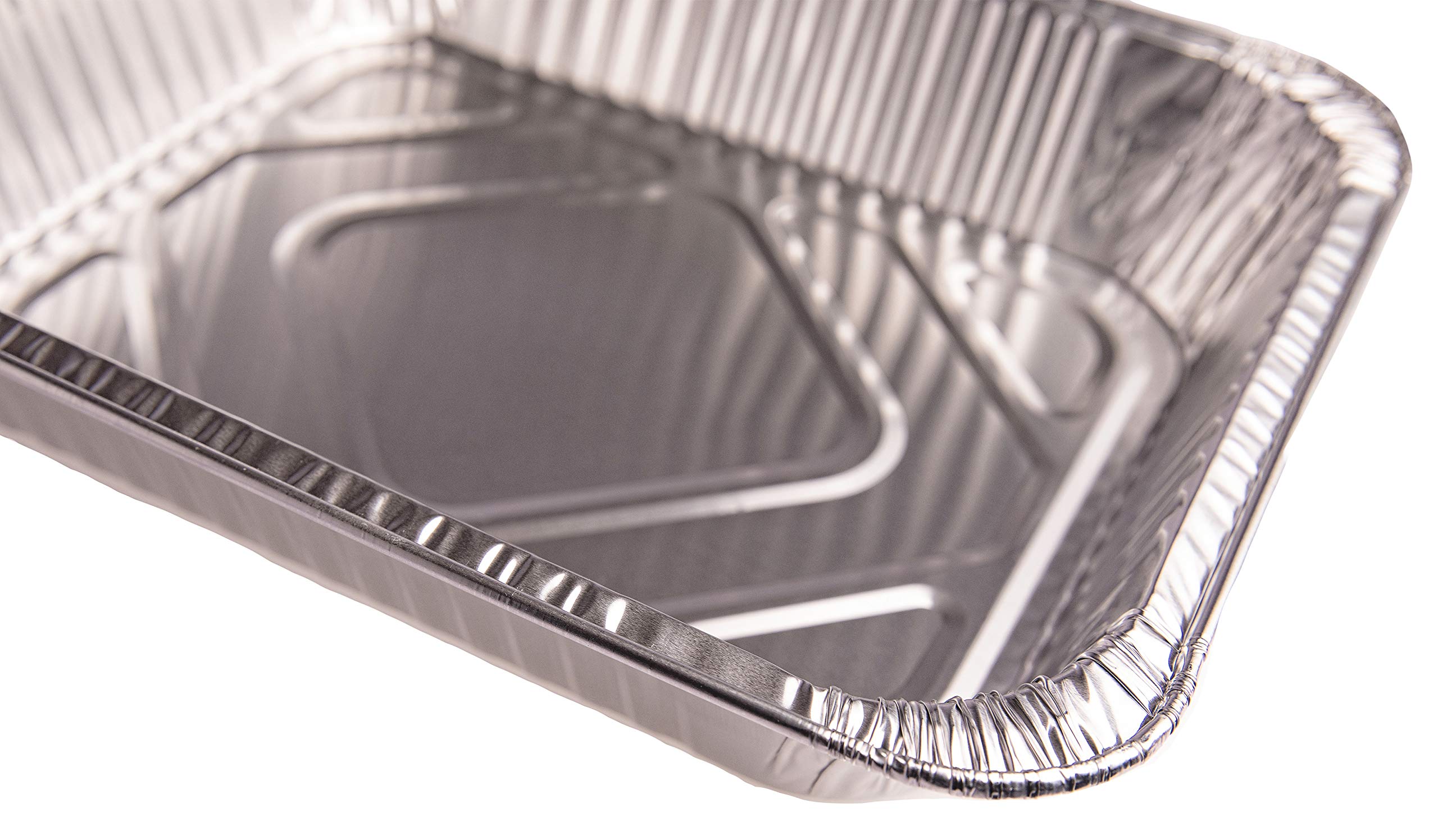 J-Line Design Aluminum Foil Disposable Roasting Broiler Pan - Half Size Steam Table Pan - 13 x 10 x 2.5 Inch - 18 Pack - Complete with Silicone Basting Brush and Stainless Steel Mini Tongs