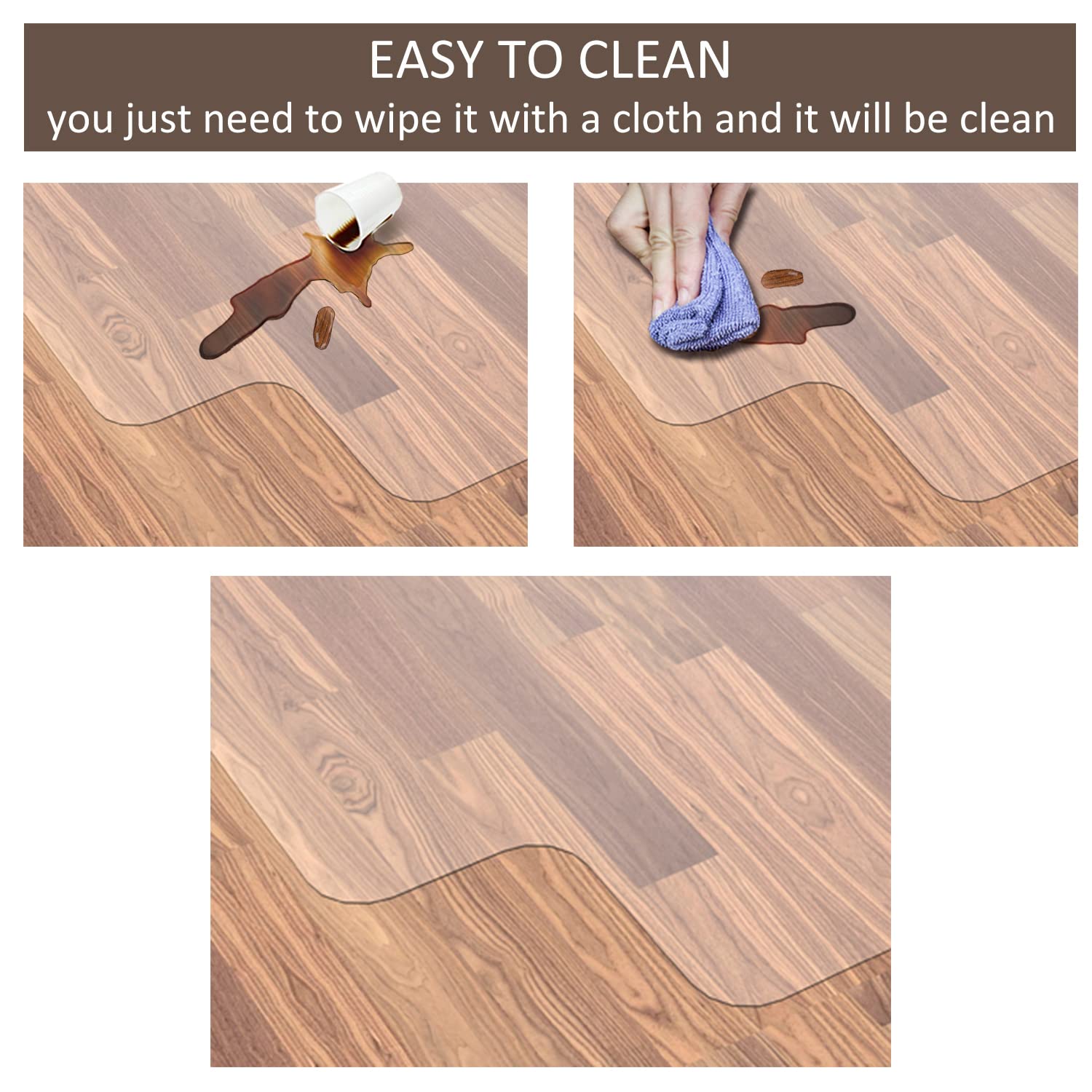 HOMEK Office Chair Mat for Hardwood Floor, 48βx 36β Clear Floor Protector Mat for Office Chair, Vinyl Desk Chair Mat for Hard Floors, Easy Glide for Chairs