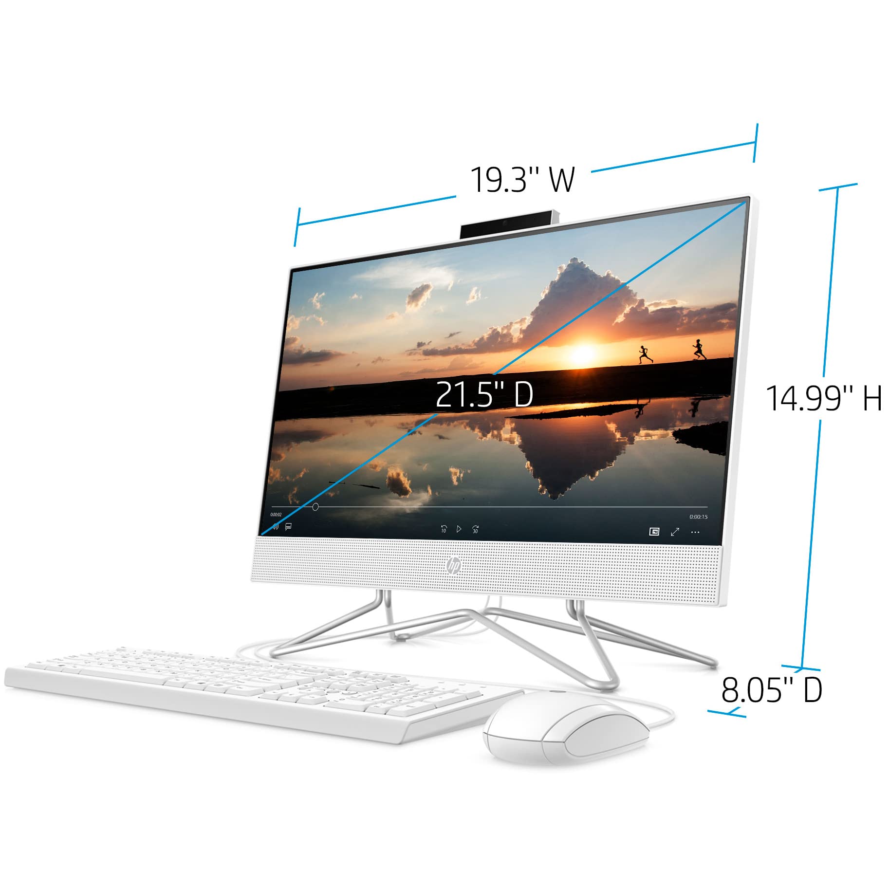 HP 22 AIO 21.5" FHD All-in-One Desktop Computer, Intel Celeron J4025 Up to 2.9GHz, 16GB DDR4 RAM, 1TB PCIe SSD, 802.11AC WiFi, BT, Keyboard and Mouse, White, Windows 11 Home, BROAG 64GB Flash Drive