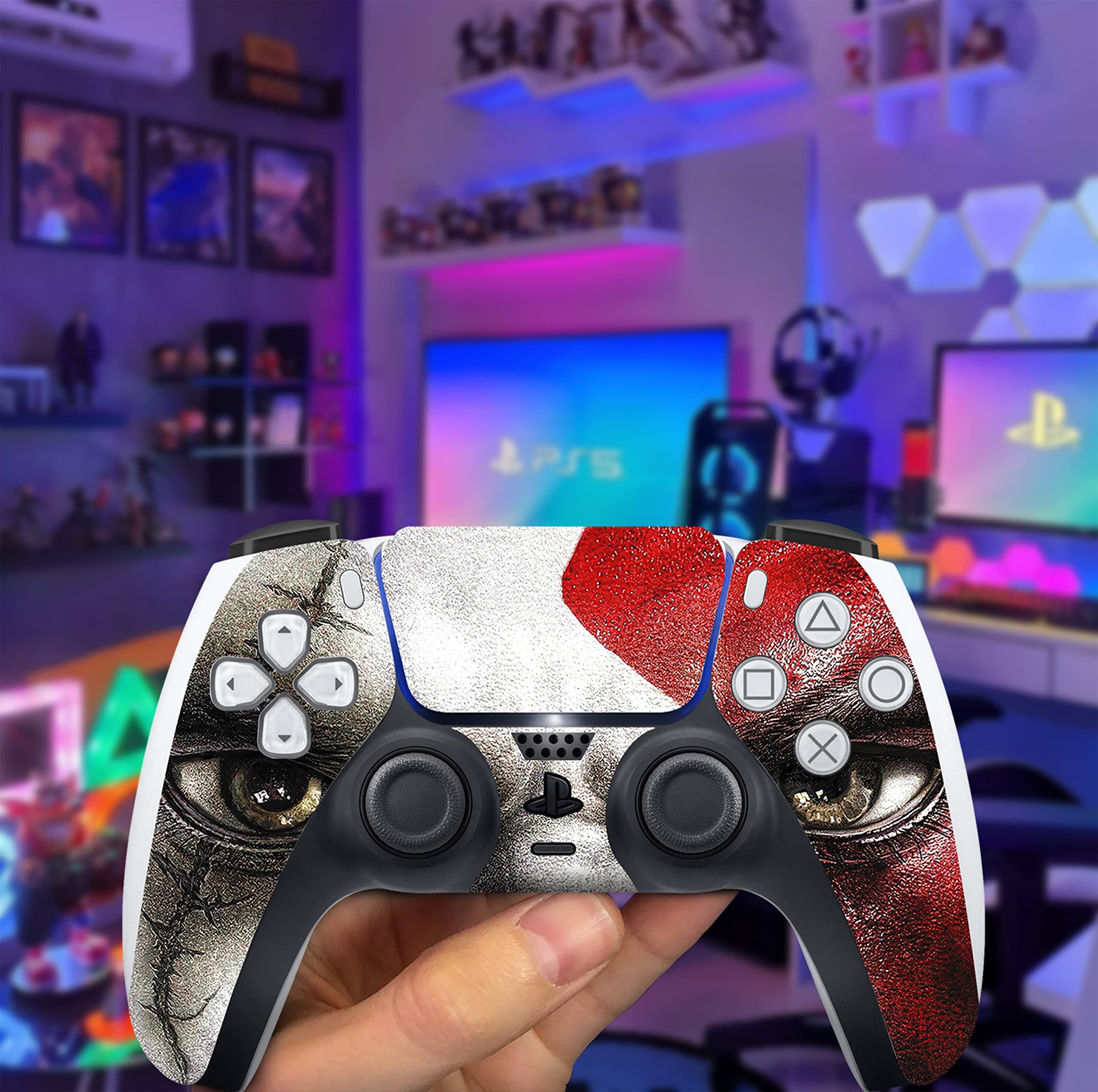 HK Studio PS5 Skin God Eyes - Easy Peel and Stick PS5 Skin Disc Edition with No Bubble, Waterproof - Playstation 5 Skin - Including PS5 Controller Skin and PS5 Console Skin