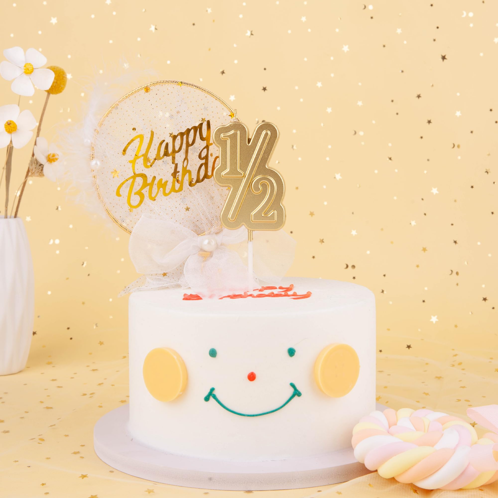 PHD CAKE 2.76 Inch Large 1/2 Gold Number Birthday Candles, Number Candles, Cake Number Candles, Party Celebration