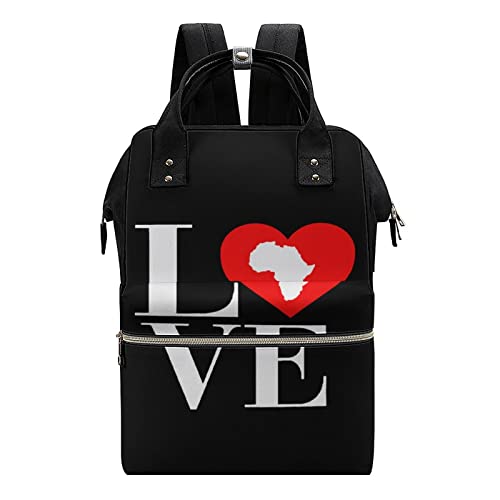 Love Africa Continent Diaper Bag Backpack Large Capacity Mommy Bags Multifunction Nappy Bag Travel Back Pack Black-Style