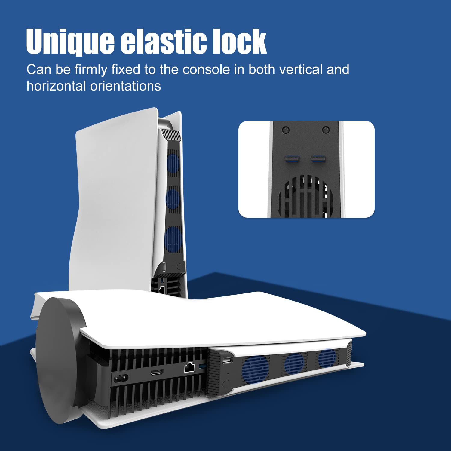 IQIKU PS5 Cooling Fan, PS5 Cooler with 3 Upgraded Quiet Fans & Controller USB Port for Digital Edition/Disc Version