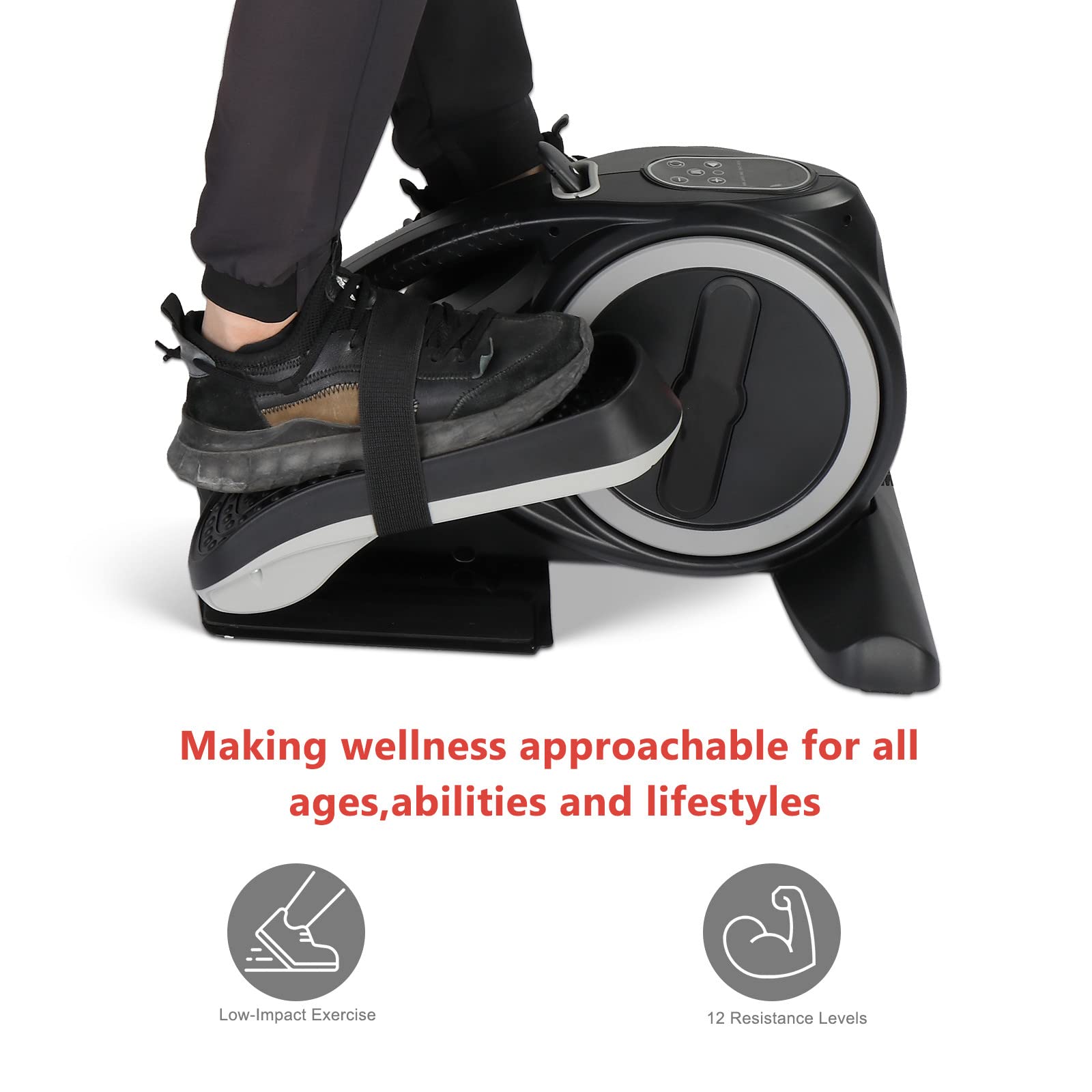Ktaxon Electric Elliptical, Elliptical Machine Under Desk Elliptical with Remote Control, LCD Display, 5 Speed Adjustment, 3 Automatic Mode, 100% Assembled and Portable Design(Red)