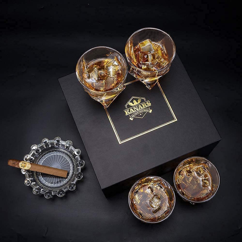 KANARS Old Fashioned Whiskey Glasses And Twisted Rocks Tumblers Set - 10 Oz Rocks Barware For Scotch, Bourbon, Liquor and Cocktail Drinks - Set of 8