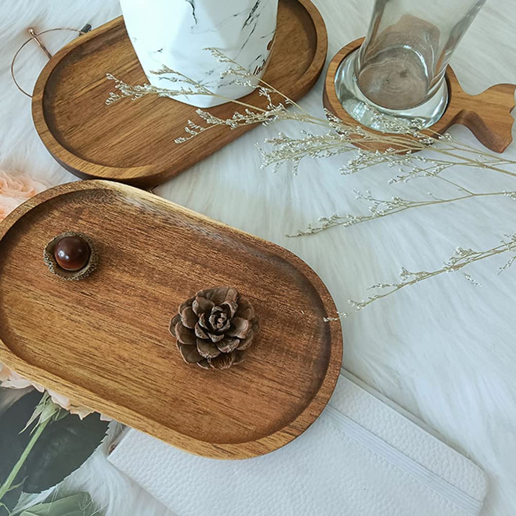Ipetboom Sandwich Bread Pan 2pcs Wooden Decorative Tray Retro Style Food Dinner Dish Tray Wood Breakfast Oval Tray Fruit Vegetable Plate Jewelry Storage Dish for Home Kitchen Bedroom Sushi Platter