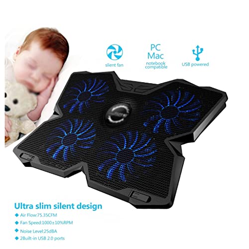 GXLMHL Laptop Cooler Cooling Pad Gaming Cooler Bracket with Four Fans and 2 USB for 14-17" Laptops (Color : E, Size : 40 * 24 * 6.5cm)