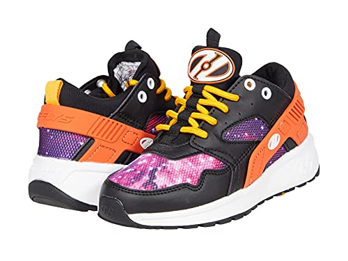 HEELYS Girls Force Wheeled Heel Shoe, Black/Orange Galaxy, 1 Little Kid