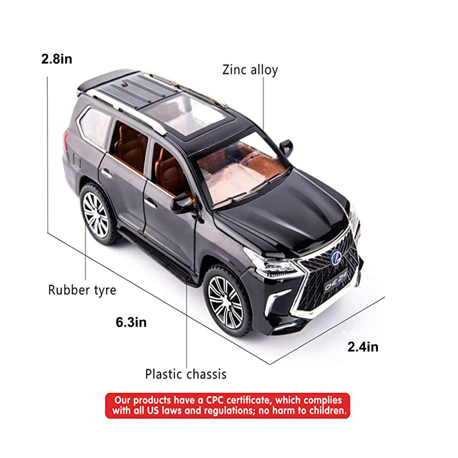 Lexus LX570 1/32 Off-Road SUV Car Model, Alloy Pull Back diecast Metal Toy with Sound Light 6 Open Doors for Kids Boy Girl Gift(Blue)