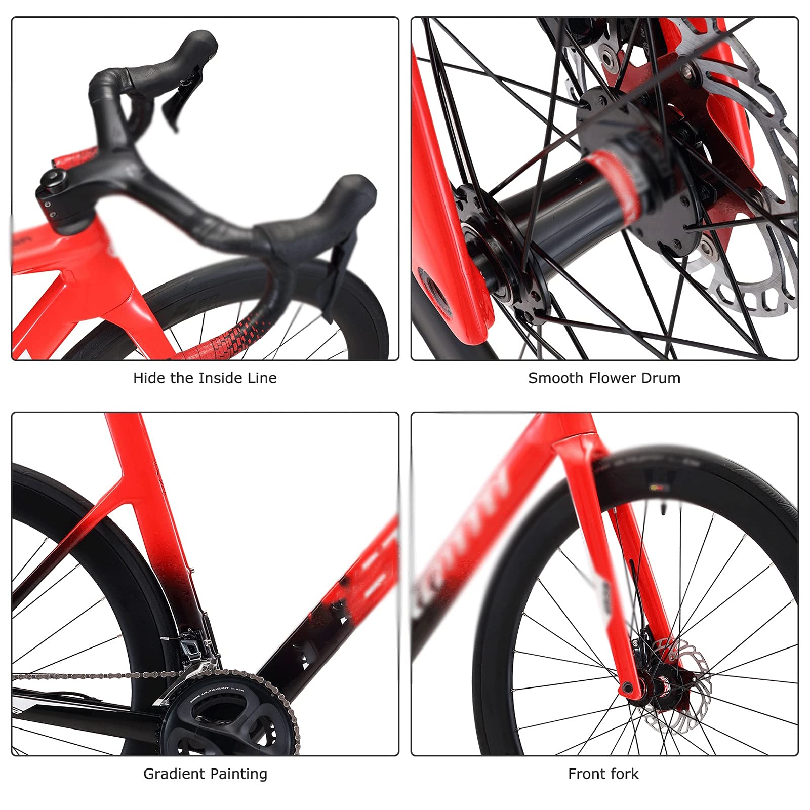 IEASEzxc Bicycle Carbon Road Bike Fully Integrated Inner Cable Hydraulic Disc Brake Racing Road Bicycle with 22 Speed (Color : Blue)