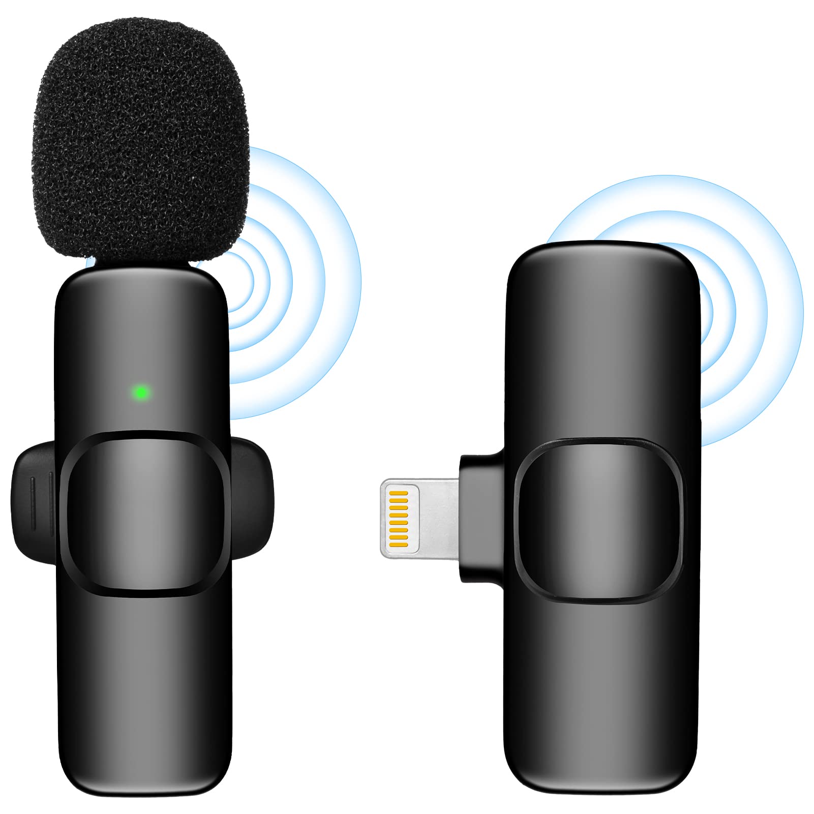 LASMEX Wireless Lavalier Lapel Microphone for iPhone iPad, Plug-Play Professional Small Wireless Clip Mic for Video Recording Interview Vlog YouTube TikTok Facebook Live and Noise Reduction