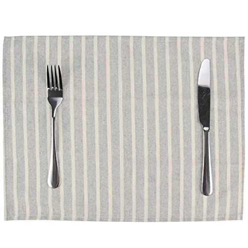 INFEI Broad Striped Cotton Blended Dinner Cloth Napkins - Set of 12 (40 x 30 cm) - for Events & Home Use (Grey)