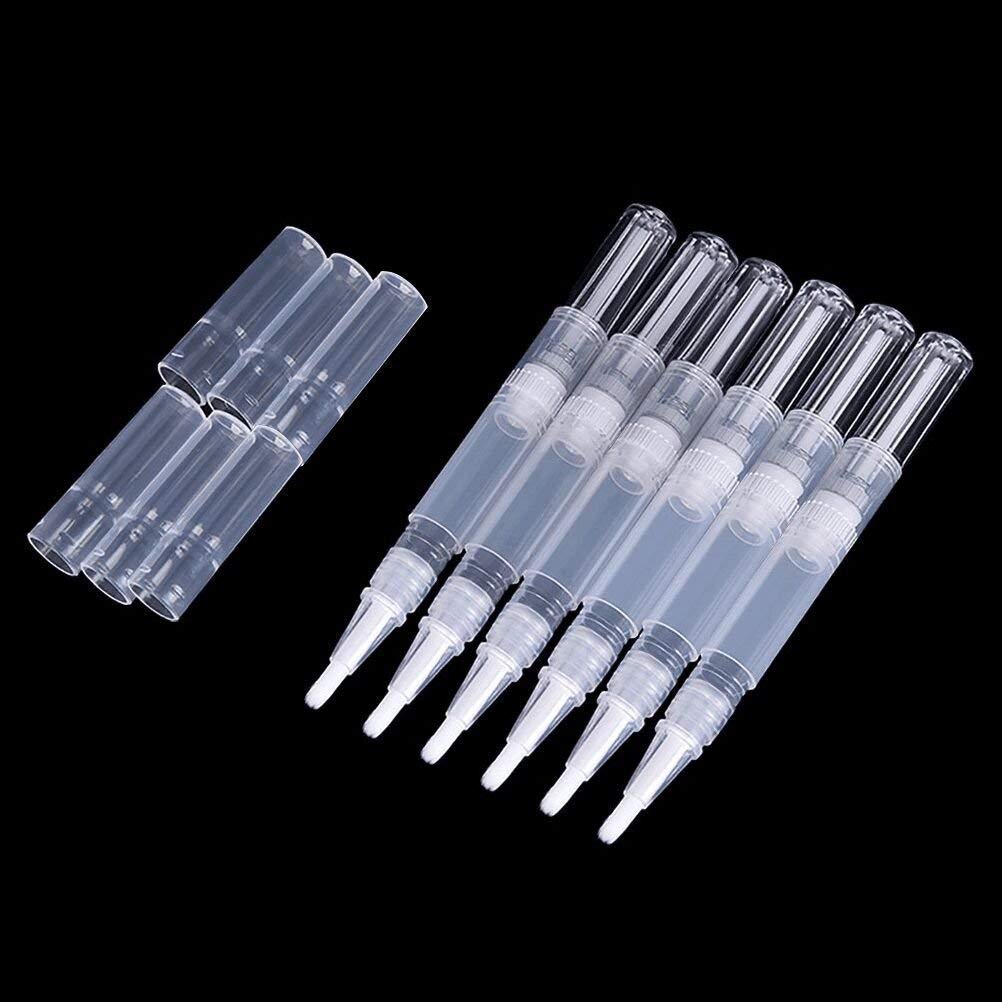 Islmlisa E-lishine 3 ml Transparent Twist Pens Empty Nail Oil Pen with Brush Tip,Lip Gloss Container Applicators Growth Liquid Tube,Set of 5