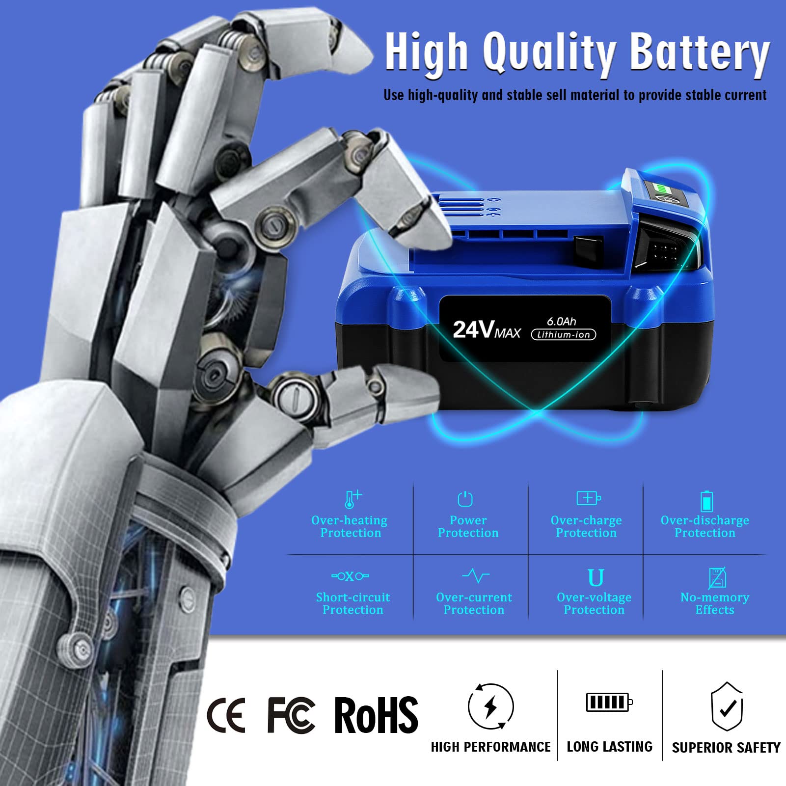 JIALIPOK 24V 6.0Ah Replacement Battery for Kobalt 24V Max KB624-03 KB524-03 KB424-03 KB224-03 KB124-03 0673802 1051230 Lithium Ion Cordless Tools Battery NOT for Snow Joe