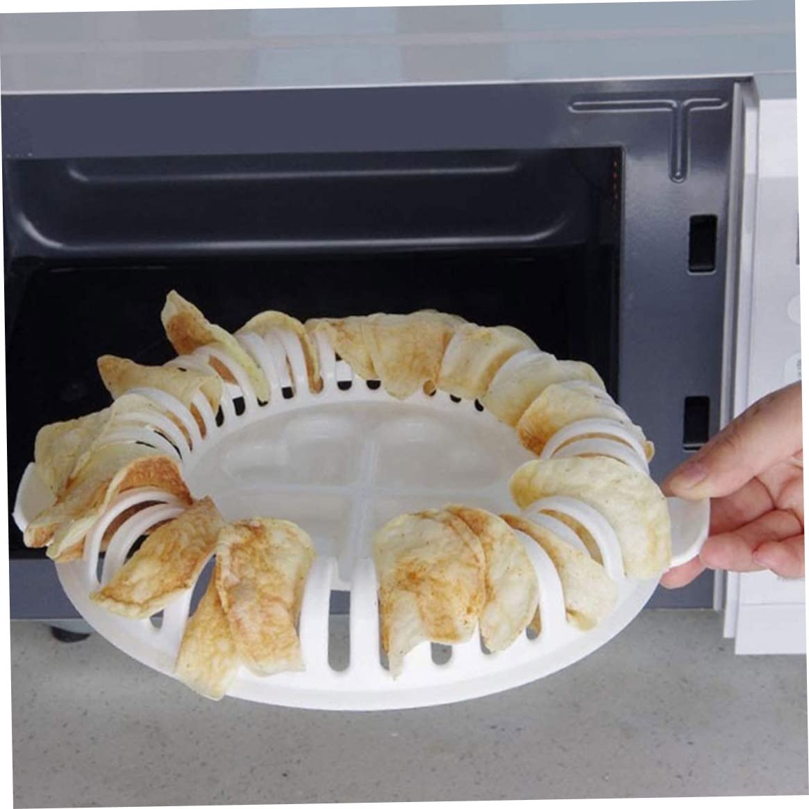 KUYYFDS Potato Chip Maker DIY Low Calories Microwave Oven Baked Potato Chips Grill Fat Free Potato Chips Maker Baking & Pastry Tools Kitchen Accessories Potato Chippers