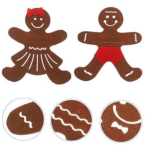 HOLIDYOYO 12Pcs Christmas Silverware Holders Fabric Gingerbread Man Shaped Cutlery Holder Pouch Bag Knife Fork Spoon Cover Tableware Holder for Christmas Party Table Decoration