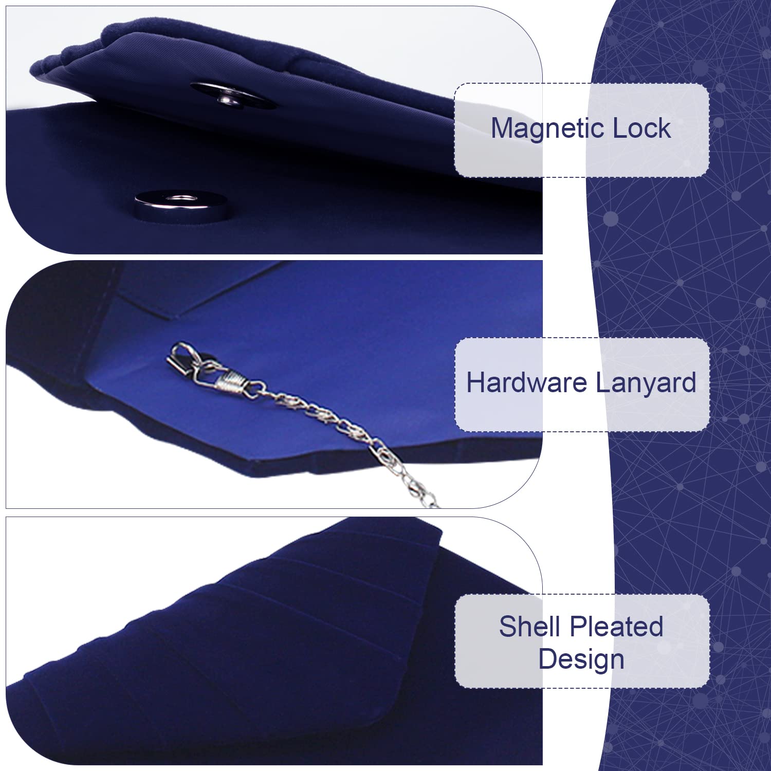 KUANG! Women's Evening Clutch Bag Velvet Pleated Envelope Clutch Handbag for Bridal Wedding Party
