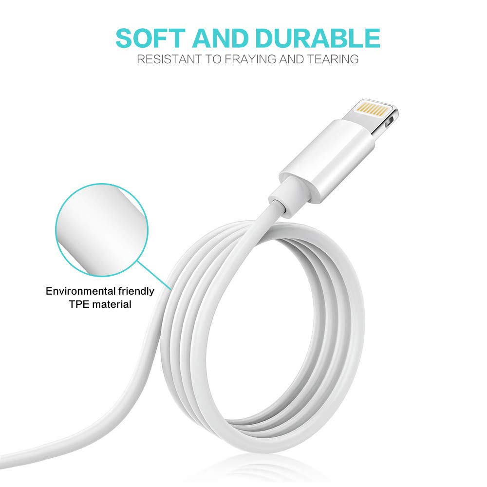Moallia MFi Certified iPhone Charger, USB-A to Lightning Cable High Speed Data Sync Transfer Fast Charging Cord Compatible iPhone 14 13 12 11 Pro Max/Mini/XS MAX/XR/XS/X/8/7/Plus-4pack 6feet