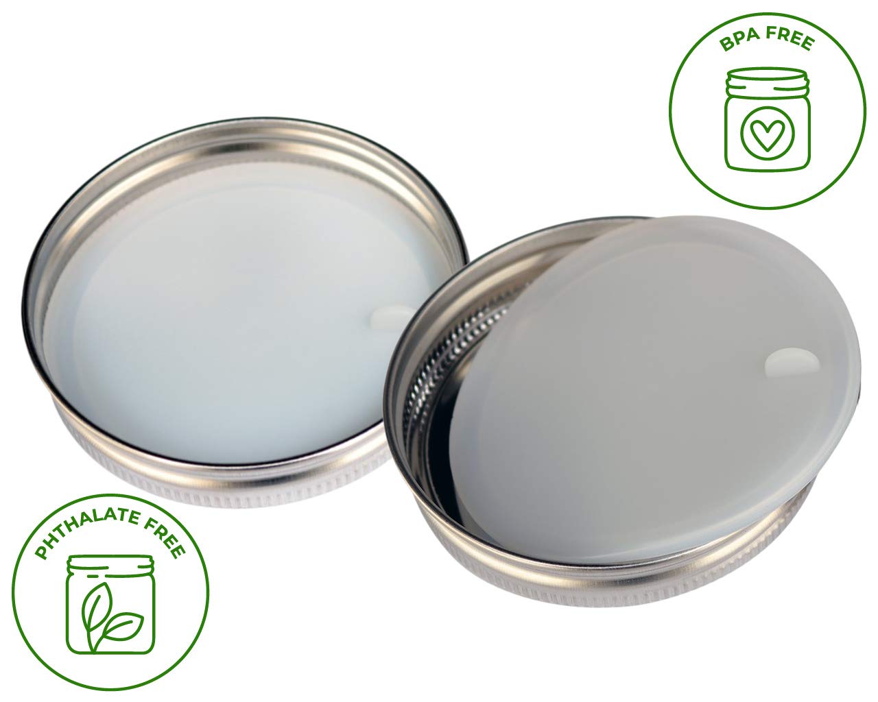Leak Proof Platinum Silicone Sealing Lid Inserts/Liners for Mason Jars (10 Pack, Wide Mouth)