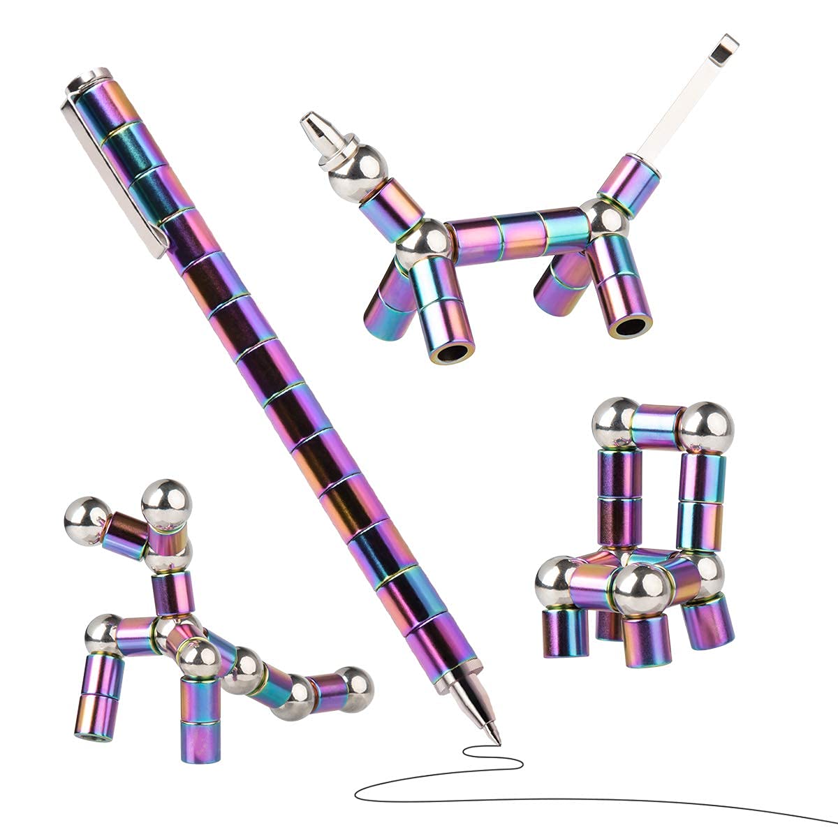 HKDGYHON Toy Pen, Decompression Magnetic Metal Pen, Multifunction Writing Magnet Ballpoint Pen, Gift for Kids or Friends (Colorful)