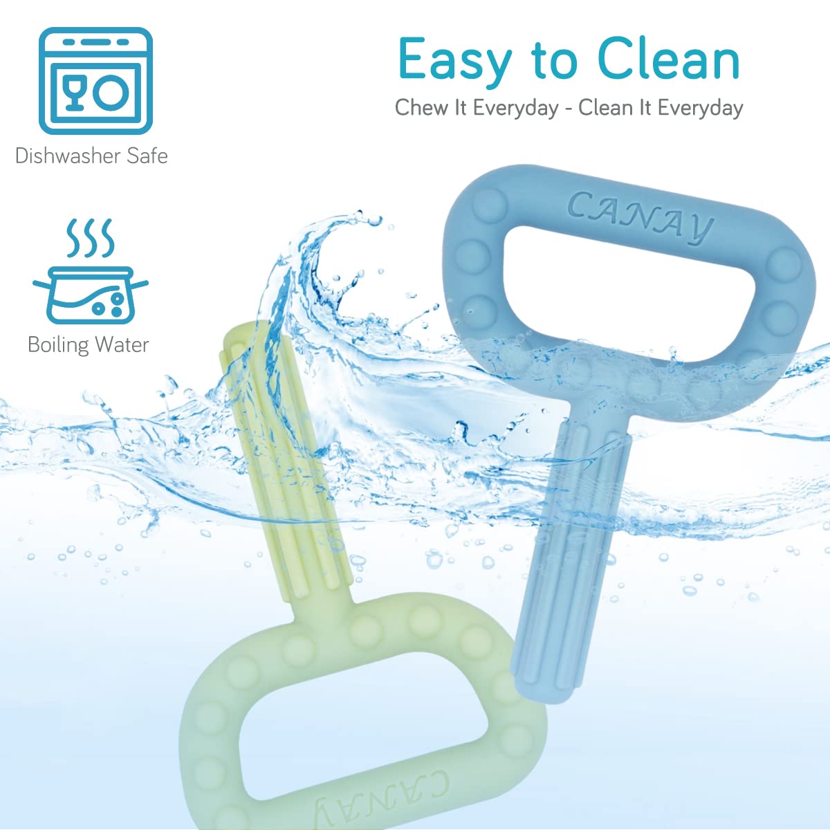 Hand-Held Sensory Chew Toys for Autistic Children, Chew Sticks for Humans, Alt. to Chew Necklaces for Sensory Kids, Teething, Oral Motor Stimulation, ADHD, SPD - Silicone Teether Toys (4 Pack)